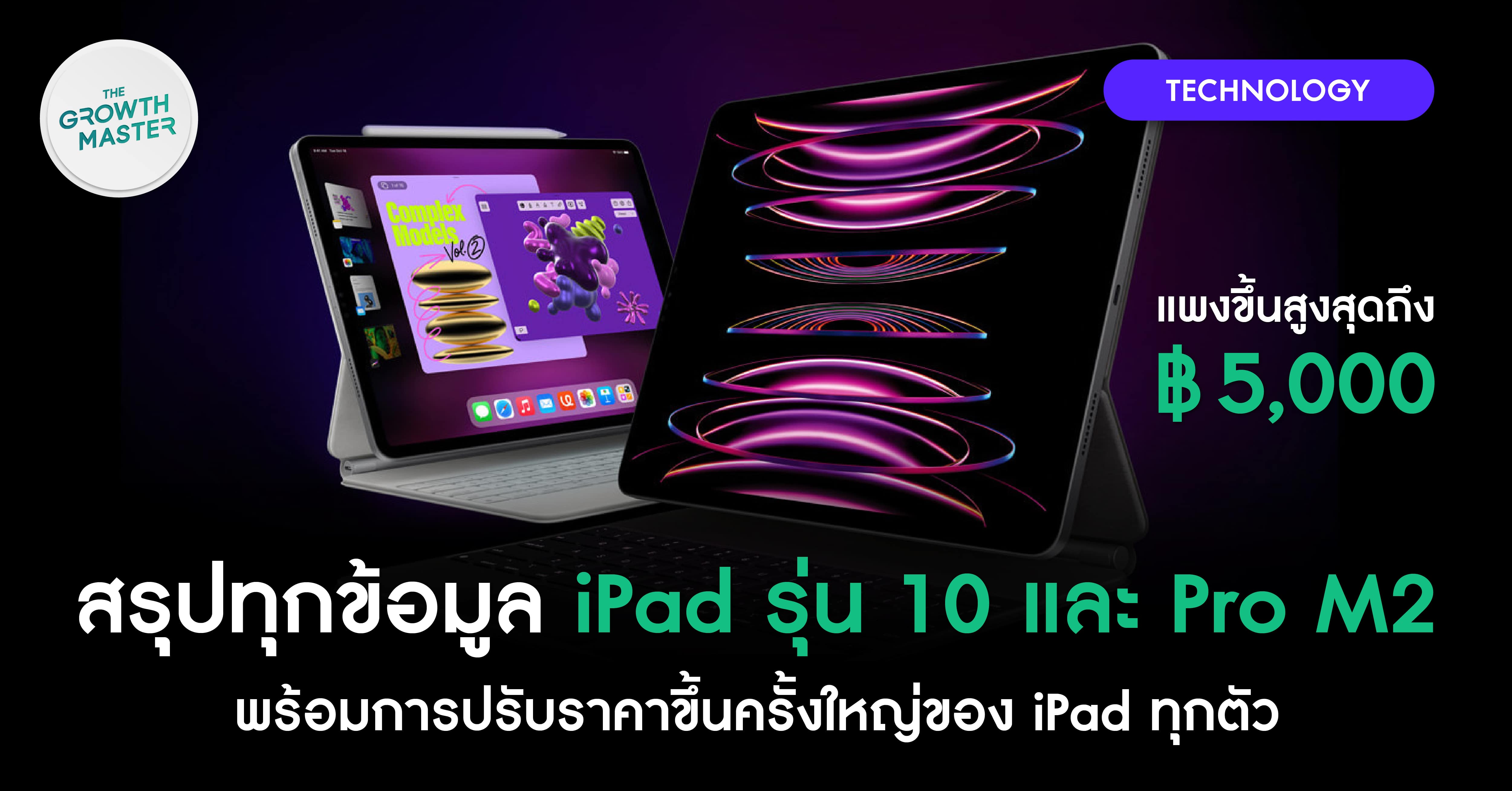 สรุปทุกข้อมูล iPad รุ่น 10 และ Pro M2 พร้อมการปรับราคาขึ้นครั้งใหญ่ของ iPad ทุกตัว (แพงขึ้นสูง ...